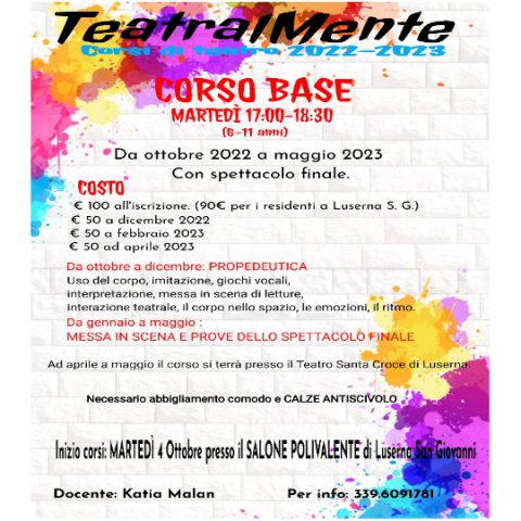 Scuola di Teatro | Biblio Agorà Luserna San Giovanni